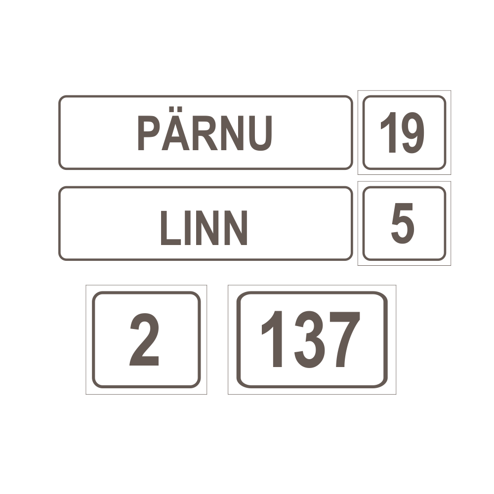 Tänavasildid (Pärnu linn, valge taust) - teenus.ee (sildid/viidad)